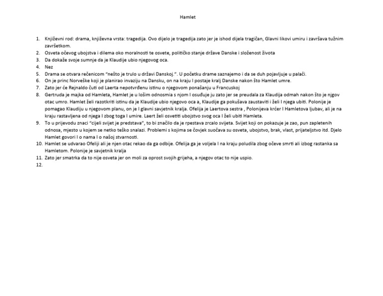 Hamlet pitanja | PDF