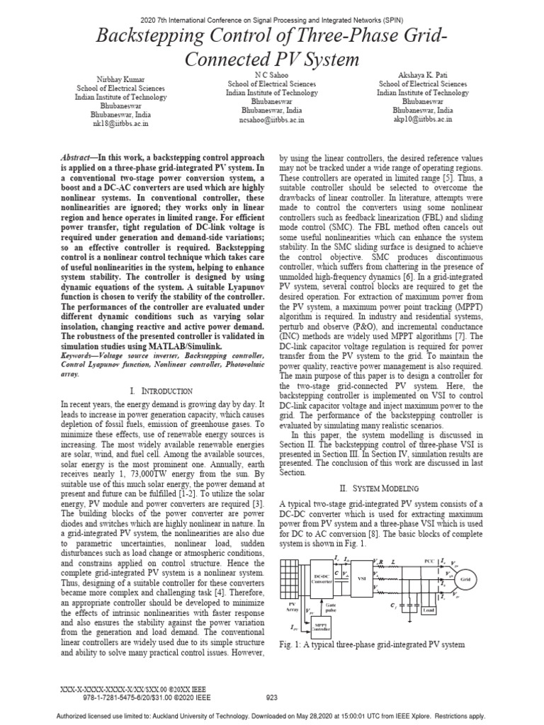 Kumar 2020 | PDF | Photovoltaic System | Control Theory