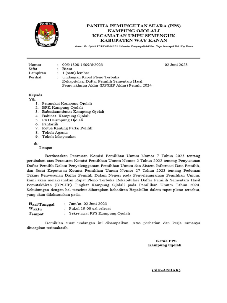 Undangan Pleno Pps | PDF