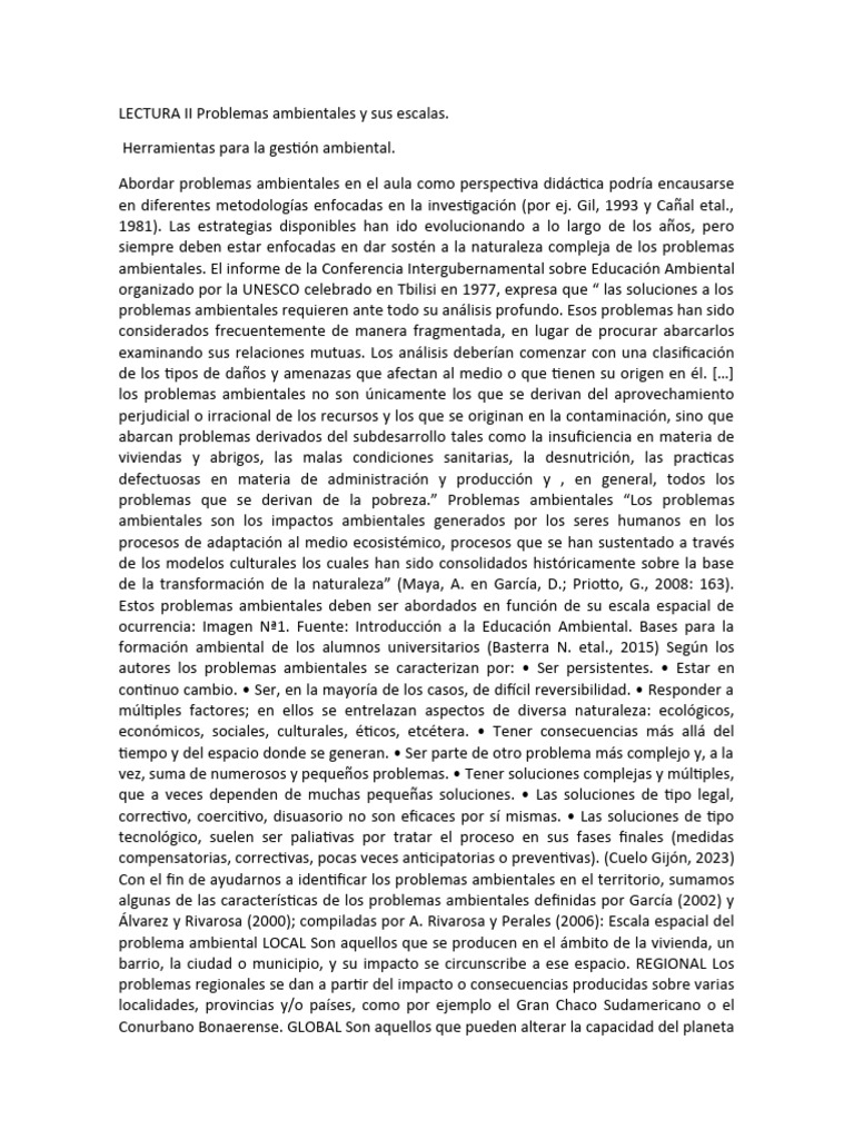 LECTURA II Problemas Ambientales y Sus Escalas | PDF | Entorno natural | Desarrollo sostenible
