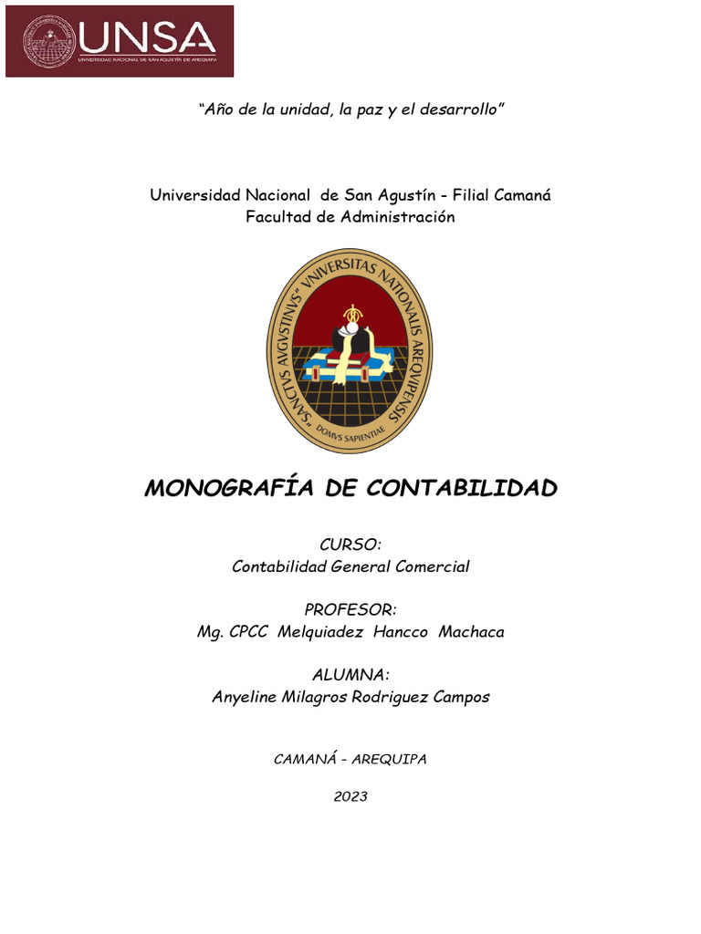 Monografia de Contabilidad | PDF | Contabilidad | Economias