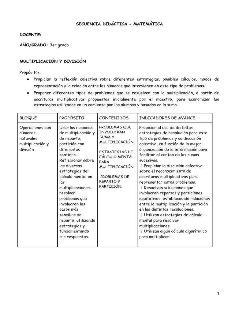 Mult - y - Div - Tercero 2023 | PDF | División (Matemáticas ...
