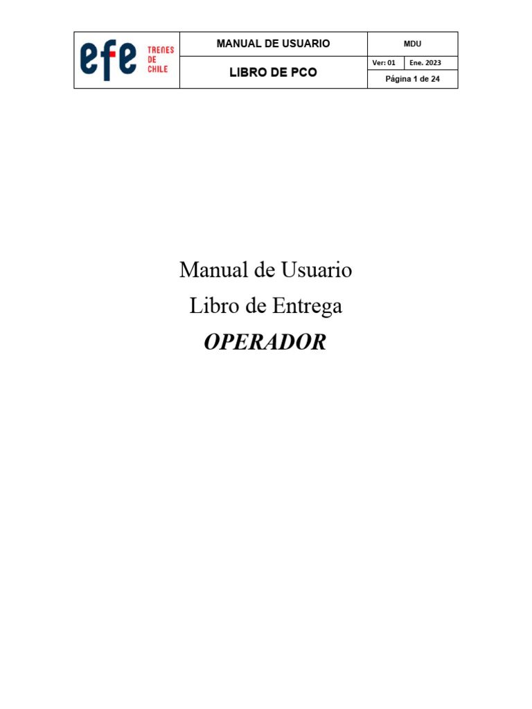 Manual de Usuario - Libro de Entrega PCO - OPERADOR - v1.0 | PDF ...