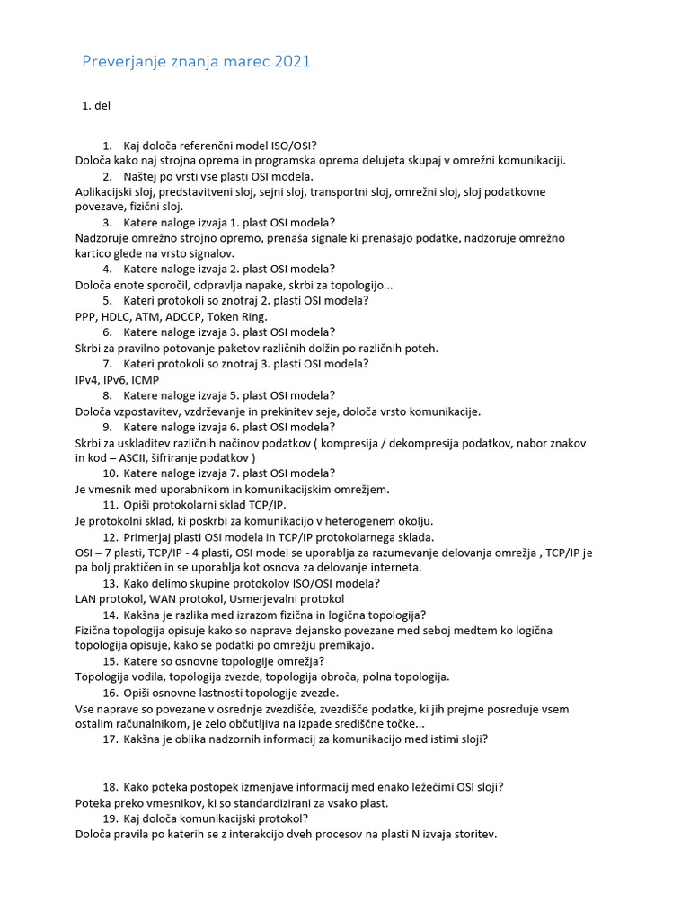 Preverjanje Znanja Marec 2021 | PDF