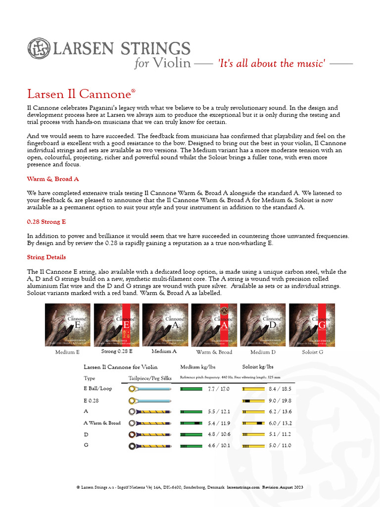 Larsen Il Cannone Violin 2023 V2 | PDF | Violin | String Instruments