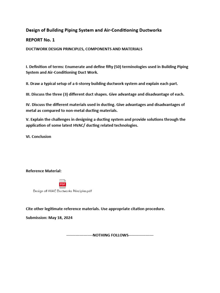 Design of Building Piping System and Air Conditioning Ductworks | PDF