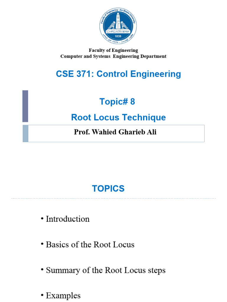 Topic#8 Root Locus Technique | PDF | Control Theory | Mathematics