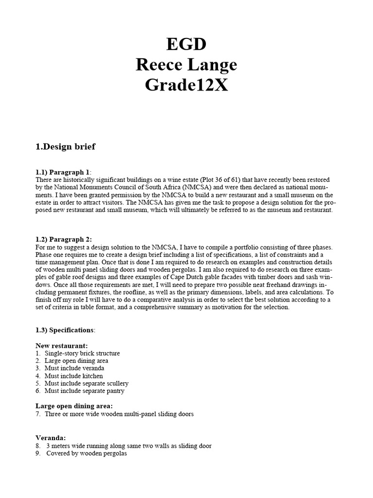 EGD Design Brief 2024 2 | PDF | Pantry | Kitchen