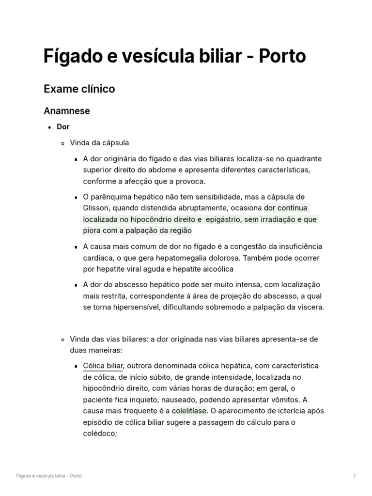 RESUMO Fígado e vesícula biliar - Porto | PDF | Fígado | Bile