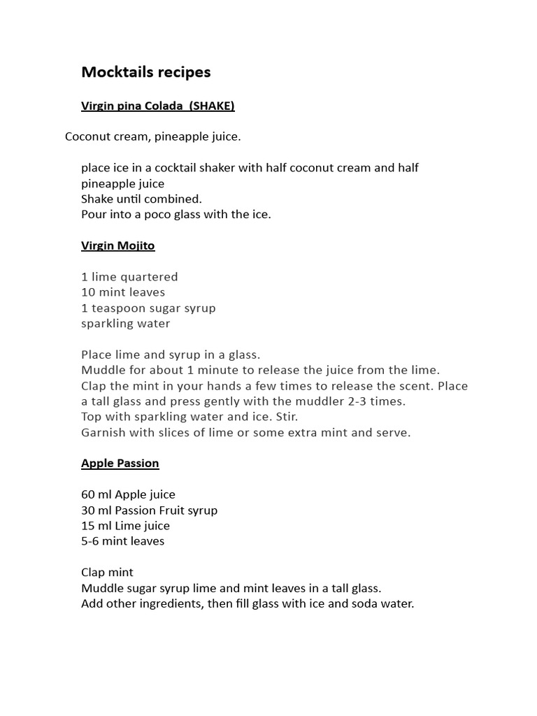 Mocktails | PDF