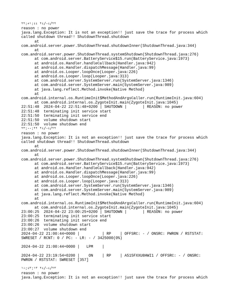 Power Off Reset Reason Backup | PDF | Java (Programming Language) | Concurrency (Computer Science)