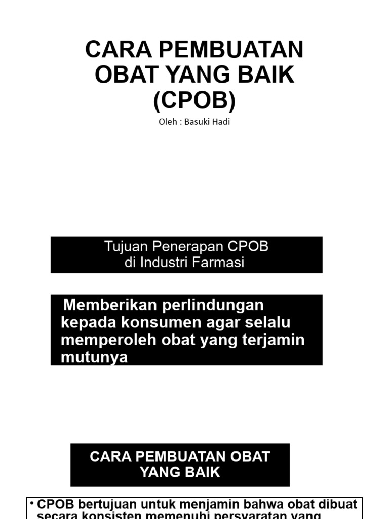 Pedoman CPOB 2024 untuk Industri Farmasi | PDF