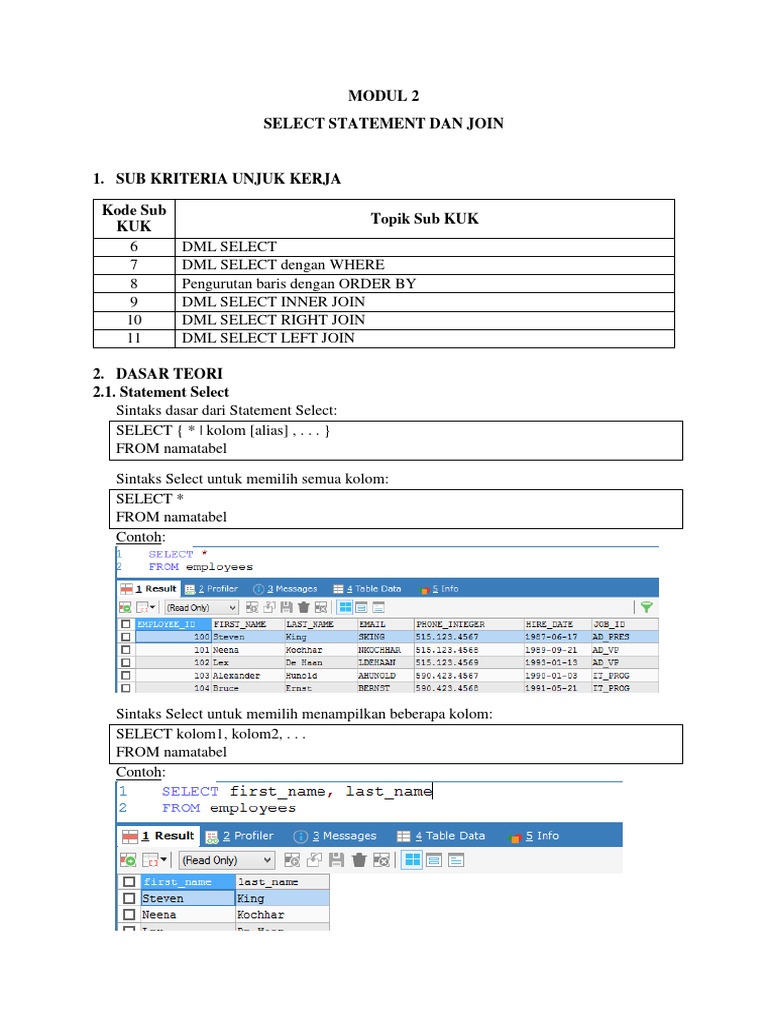 MODUL 2 Select Dan Join | PDF | Komputer