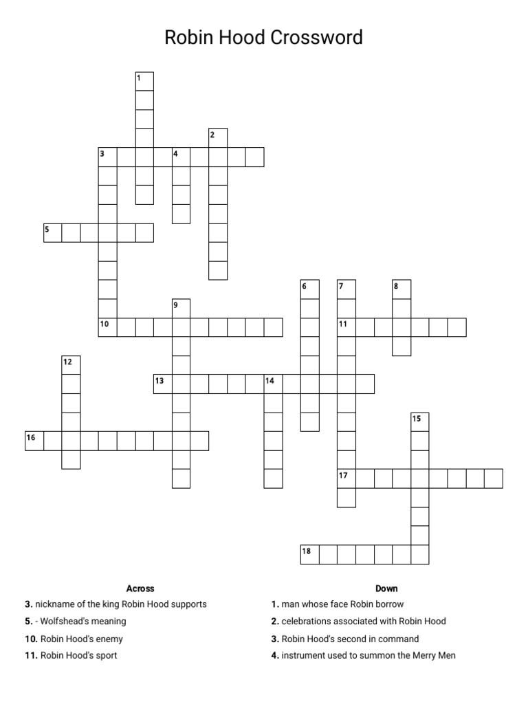 Robin Hood Crossword - Crossword Labs | PDF