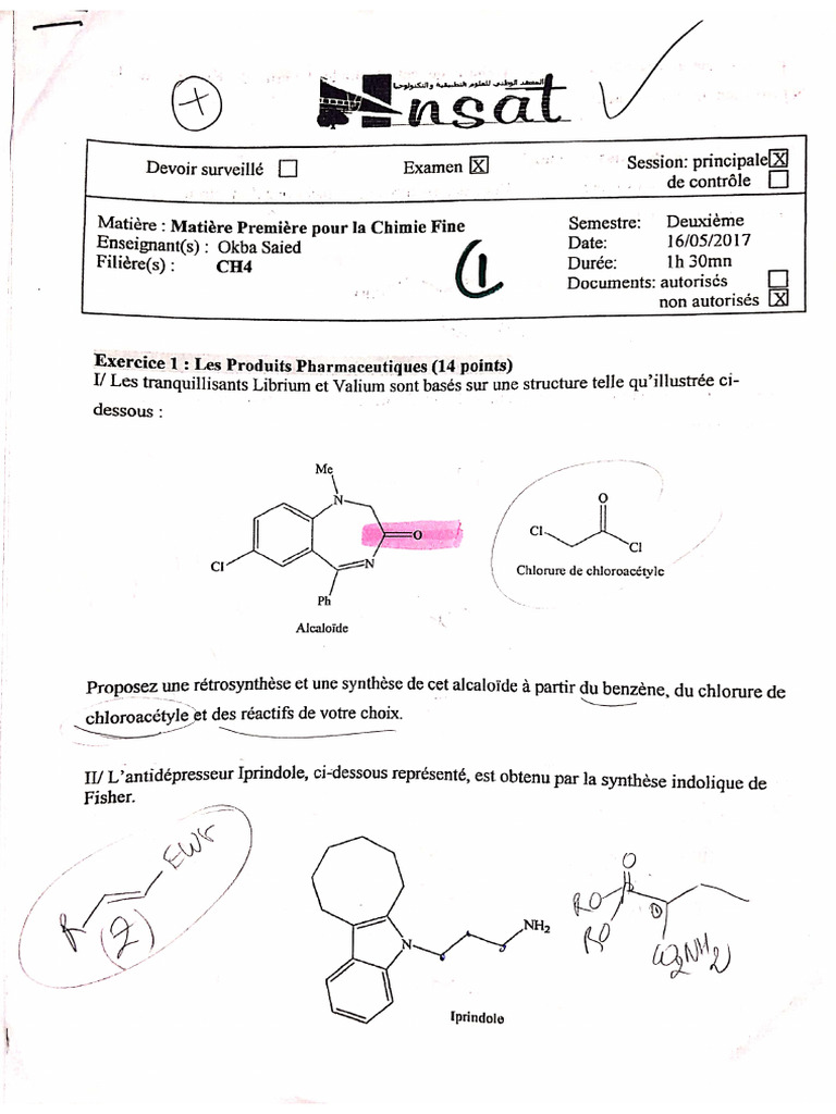 Examen Chimie Orga Fine 2017 P | PDF