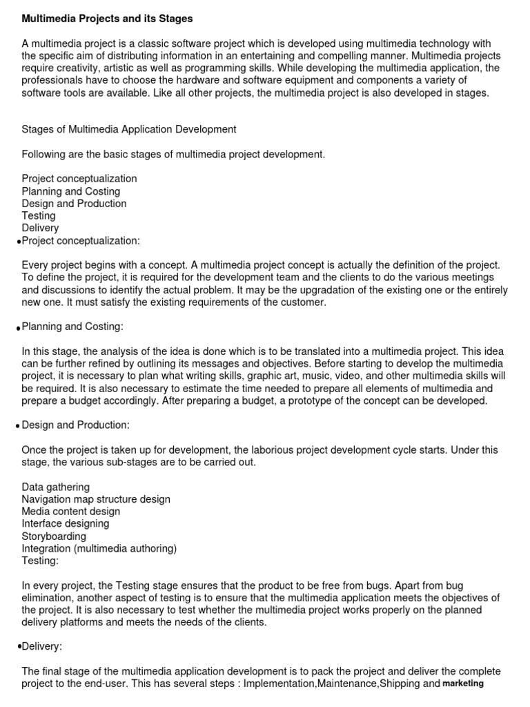 MM Unit Stages of MM Proj | PDF | Multimedia | Application Software