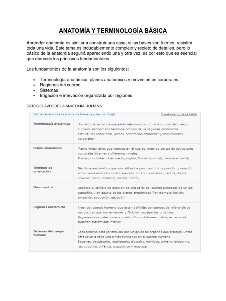 Anatomía y Terminología Básica | PDF | Articulación | Músculo