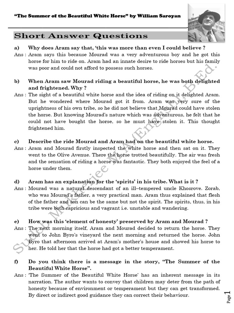 The Summer of the Beautiful White Horse by William Saroyan | PDF