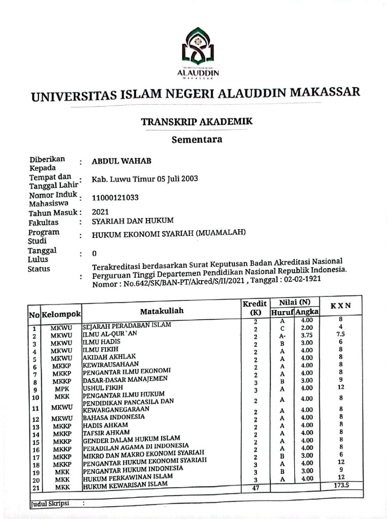 134transkip1 Nilai-Dikompresi | PDF