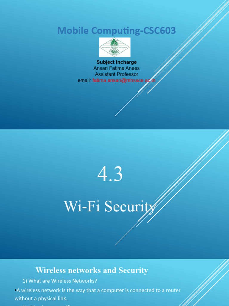 4.3 Wi-Fi Security | PDF | Wireless Lan | Wi Fi