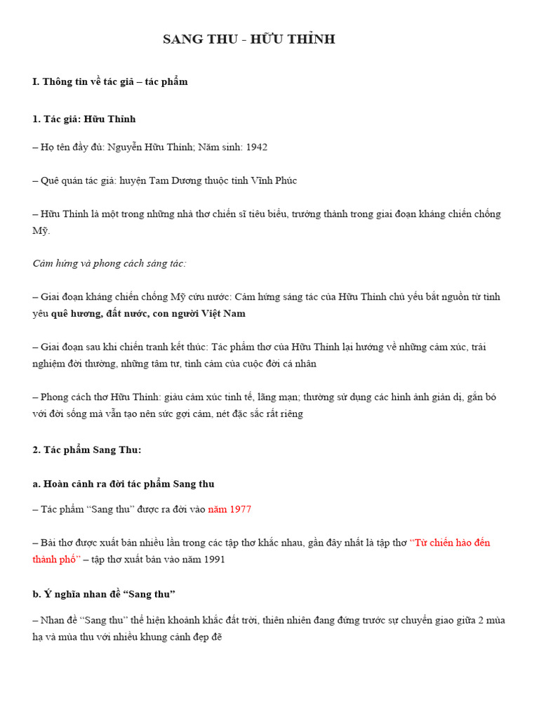 SANG THU - Huu Thinh | PDF