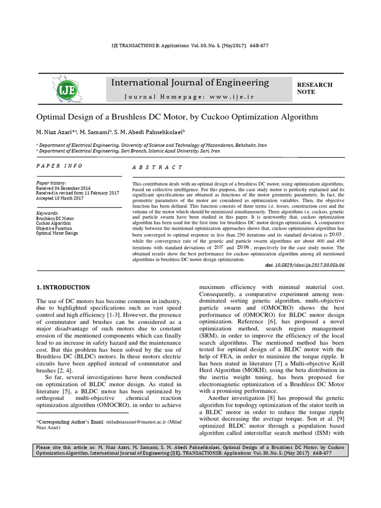BLDC optimization | PDF | Electric Motor | Mathematical Optimization