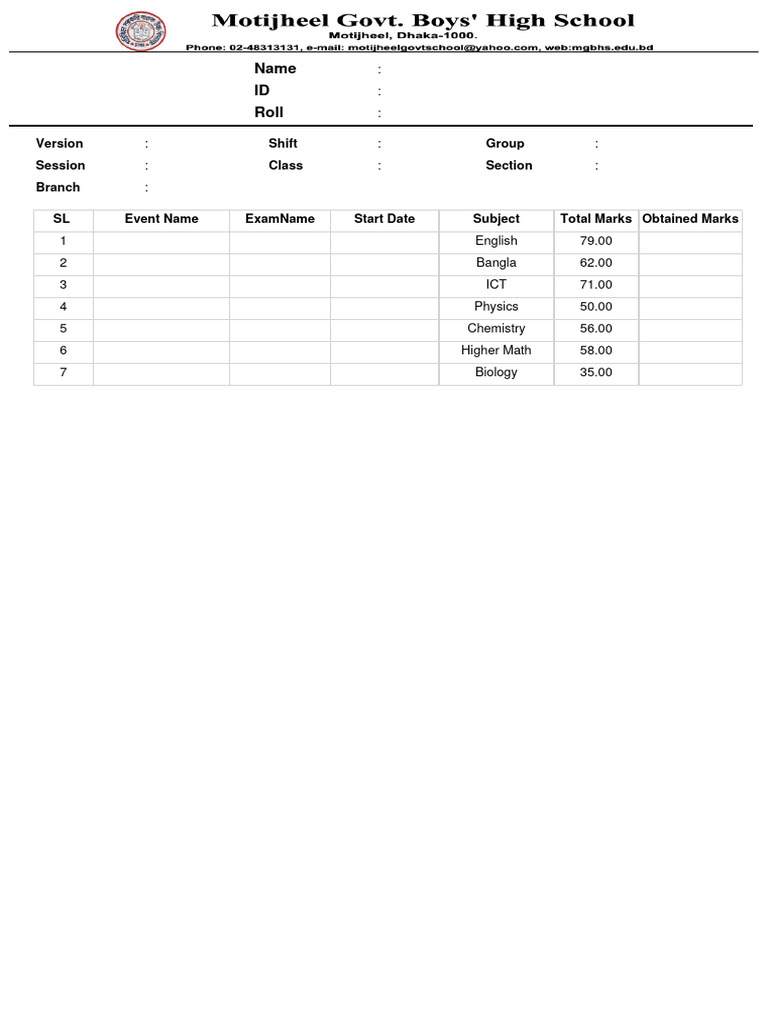 Result Sheet | PDF