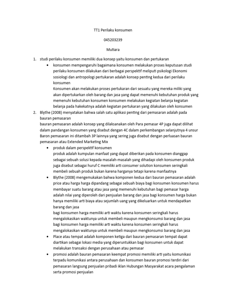 TT1 Perilaku Konsumen | PDF