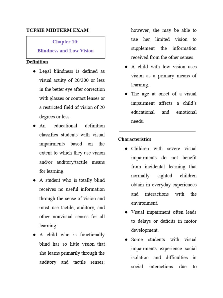 Visual Impairment Education Guide | PDF | Visual Impairment | Visual ...