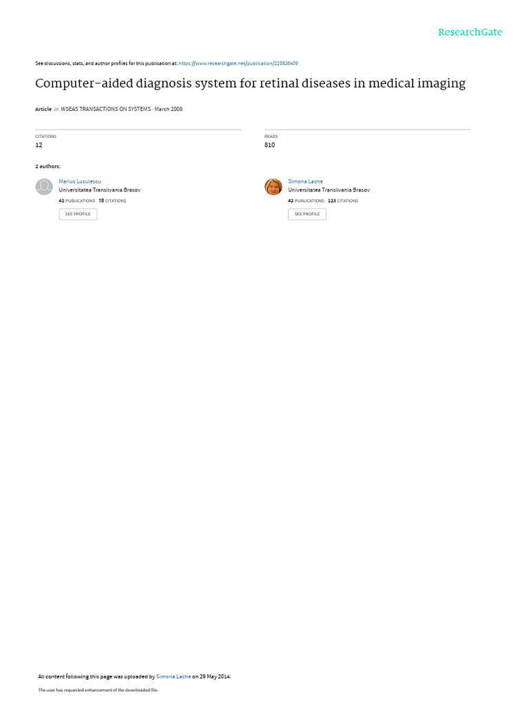 2008 - Computer-Aided Diagnosis System For Retinal Diseases in Medical ...