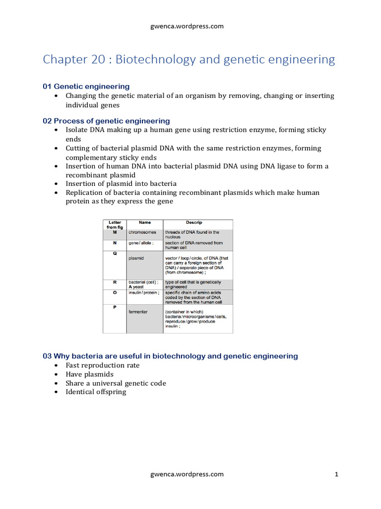 20 Biotechnology and Genetic Engineering | PDF
