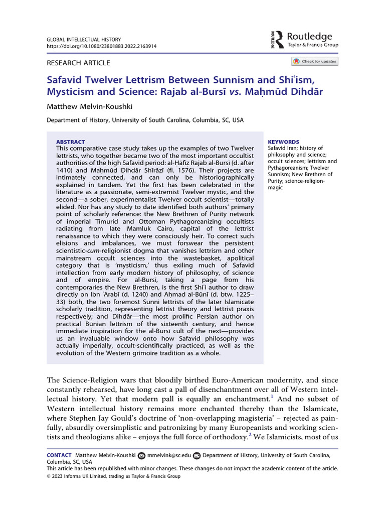 Safavid Twelver Lettrism Between Sunnism and Shi'ism | PDF | Shia Islam ...