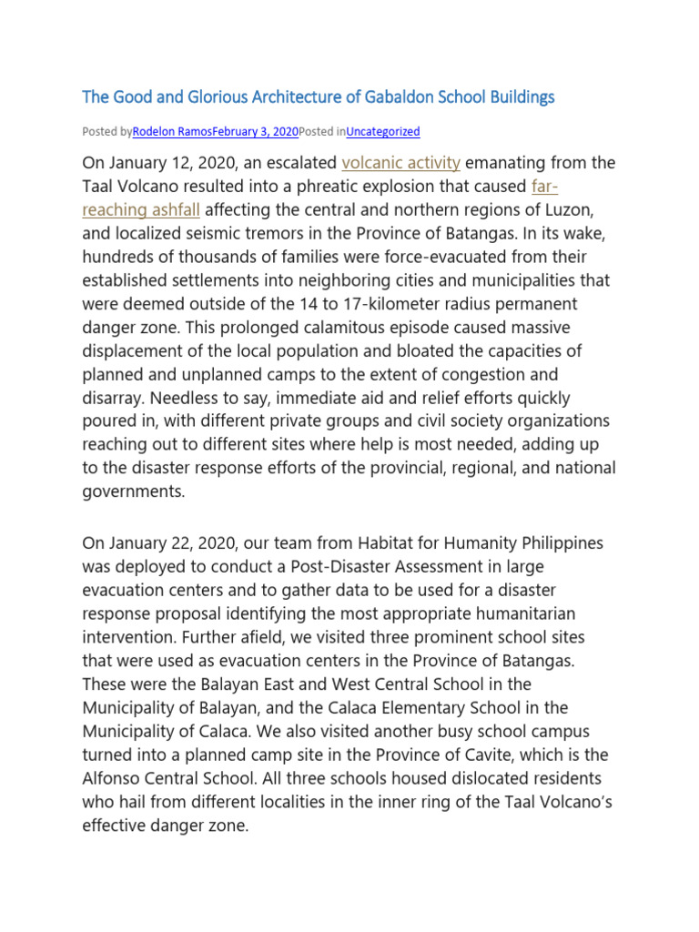 The Good and Glorious Architecture of Gabaldon School | PDF