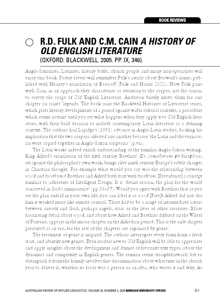 History of Old English Literature | PDF | Anglo Saxons | Genre