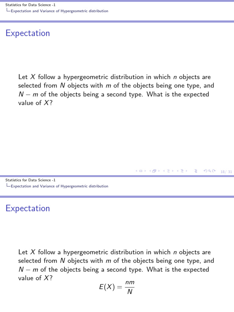 Lecture 11.7 - Expectation and Variance of Hypergeometric Distribution ...