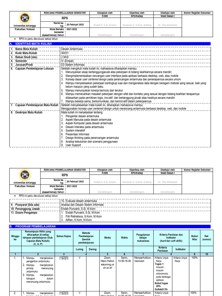 Rencana Pembelajaran Desain Antarmuka | PDF | Seni