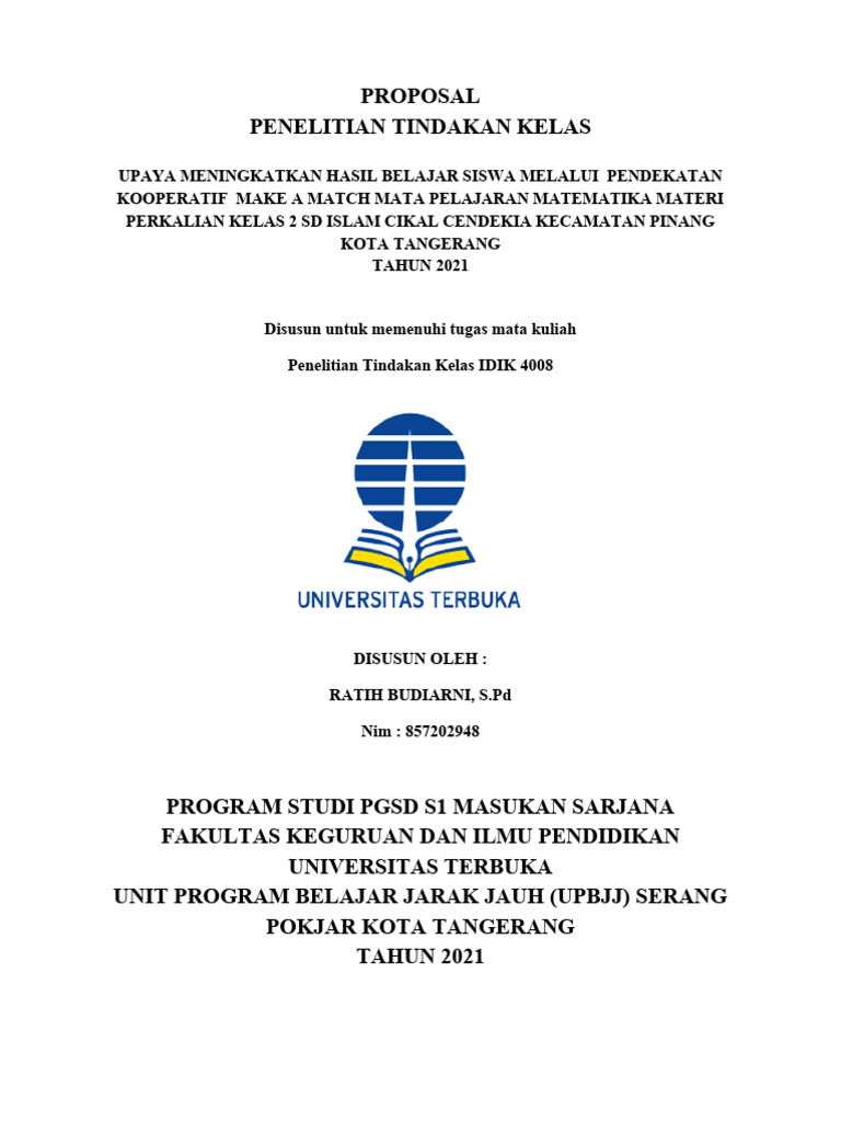 Contoh Proposal PTK UT | PDF | Karier & Perkembangan