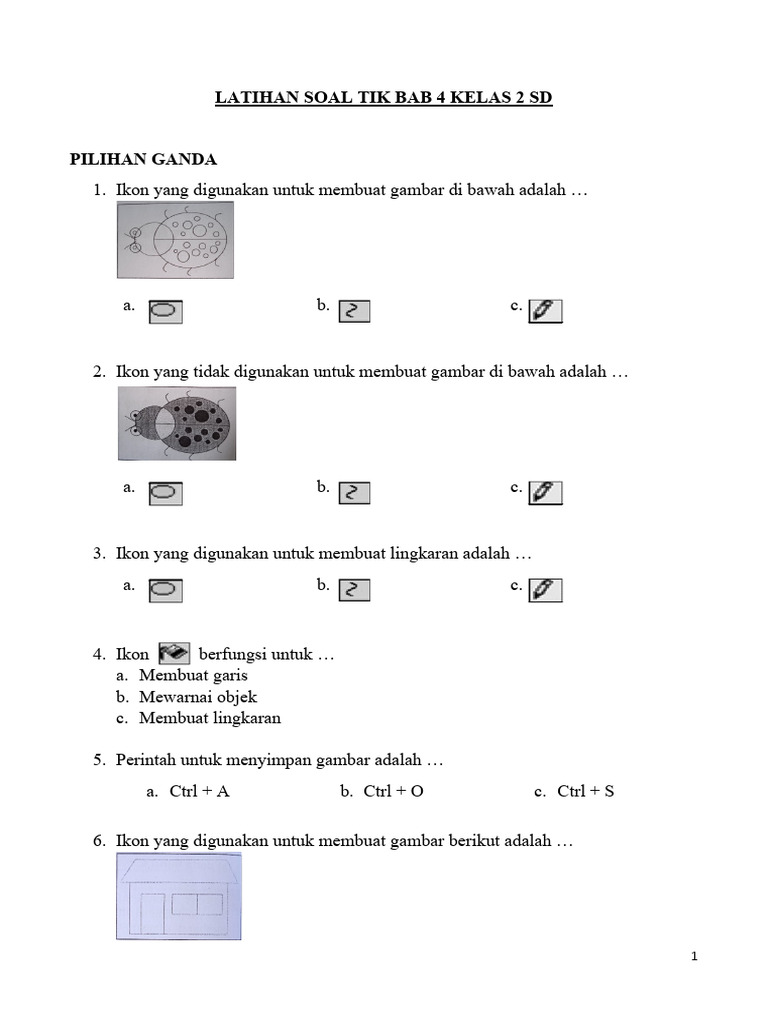 Latihan Soal Tik Bab 4 Kelas 2 SD | PDF
