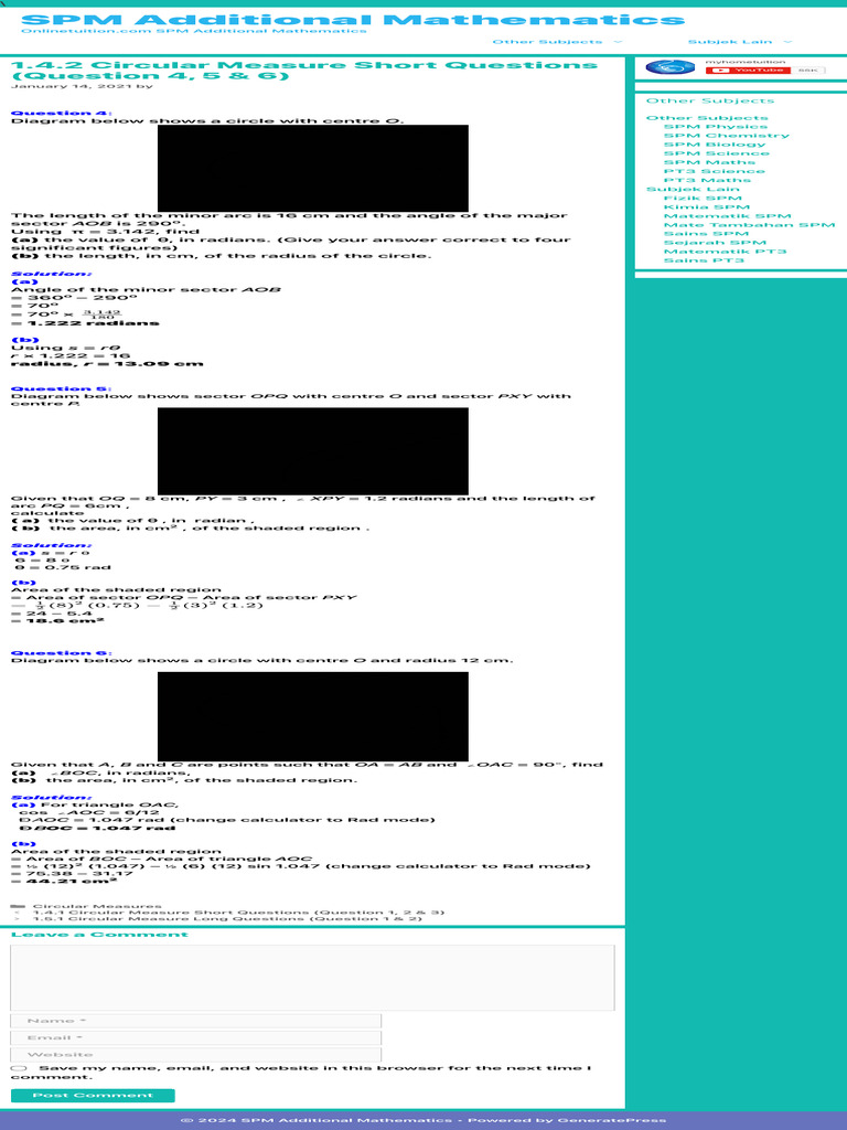 1.4.2 Circular Measure Short Questions (Question 4, 5 & 6) - SPM ...