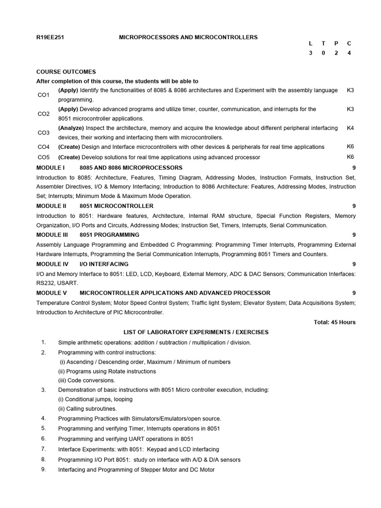 Syllabus | PDF | Microcontroller | Embedded System Syllabus | PDF | Microcontroller | Embedded System
