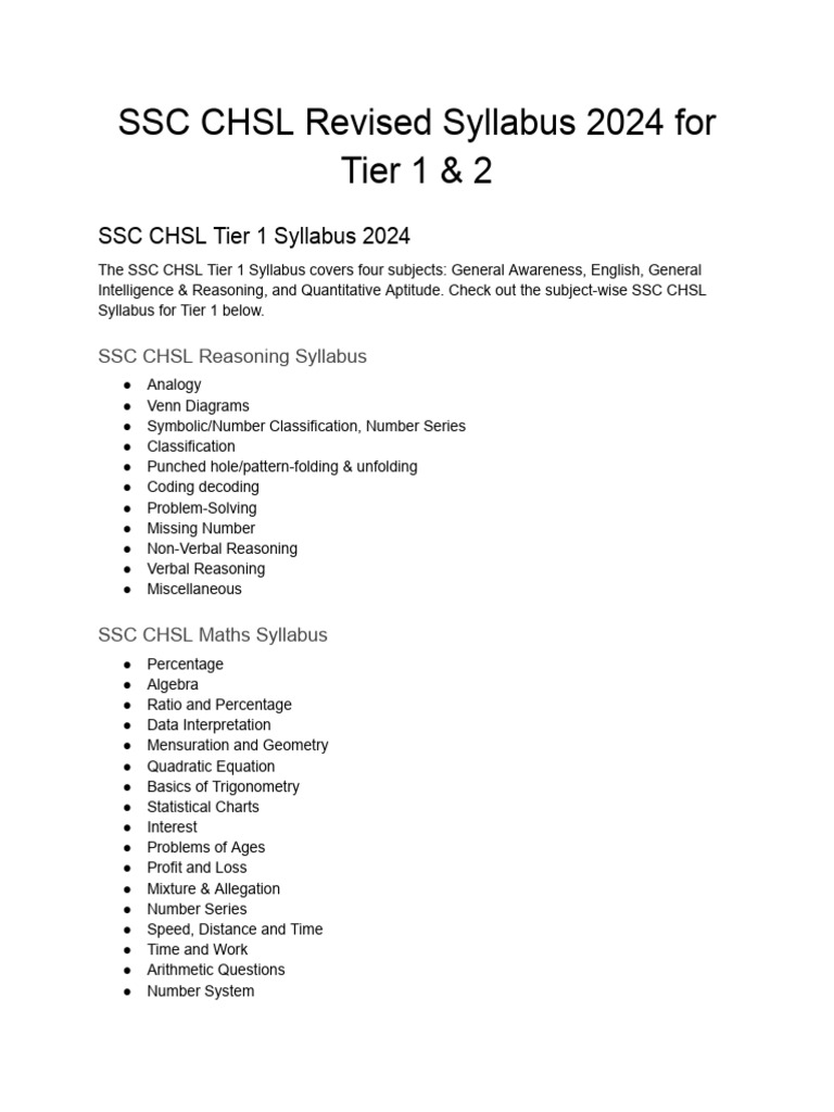 ssc-chsl-syllabus | PDF | Numbers | Linguistics