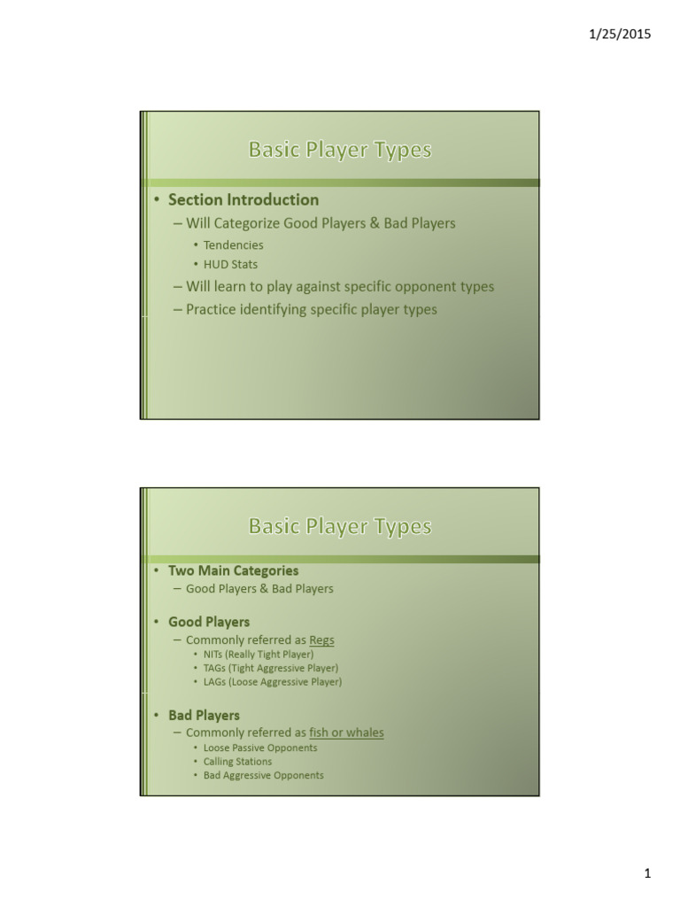 27.1 - Basic Player Types | PDF
