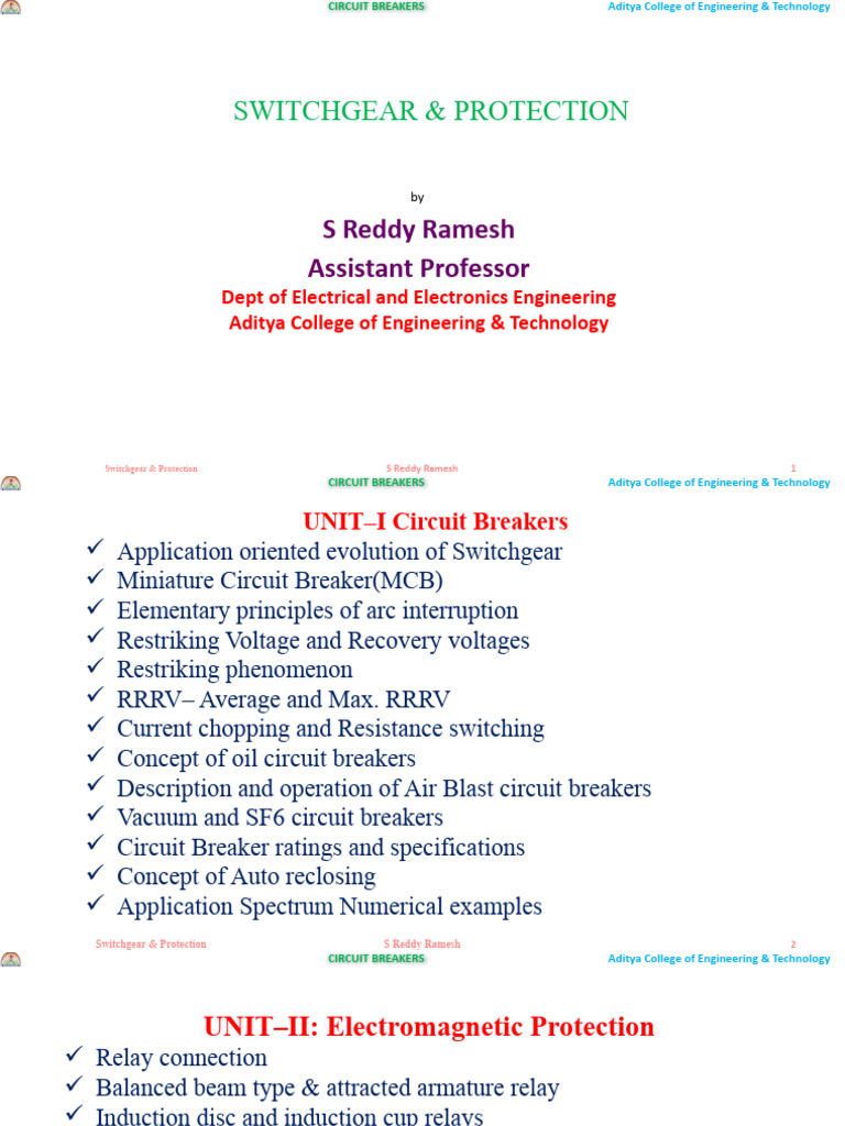 SGP Unit-1 SRR R20 | PDF | Fuse (Electrical) | Electric Arc