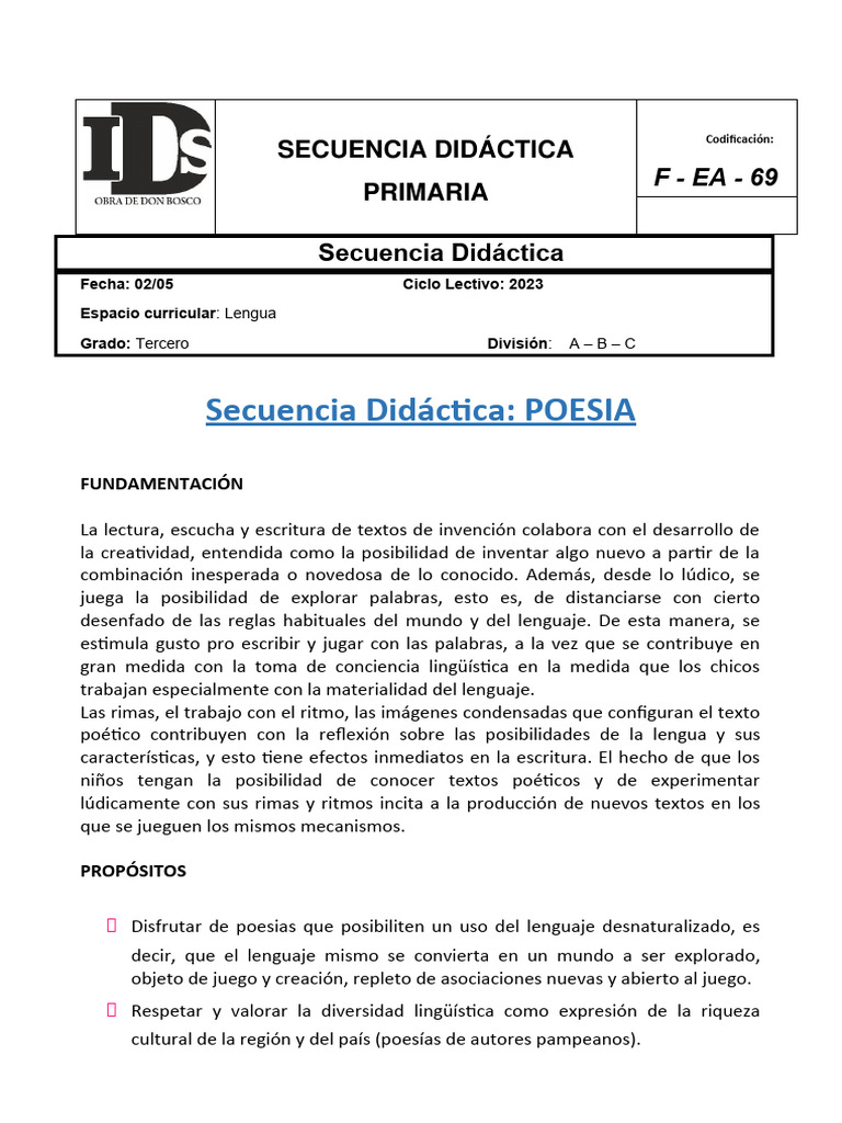 Secuencia Poesía 3° | PDF | Poesía