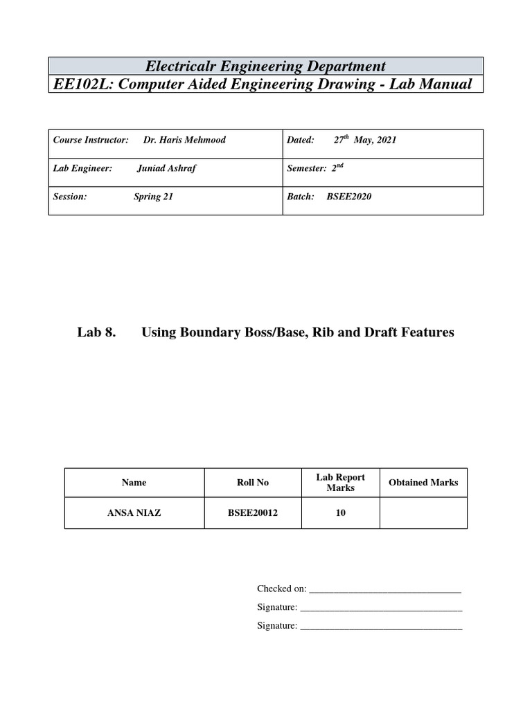 Lab 8 Caed Bsee21022 | PDF | Extrusion | Geometry