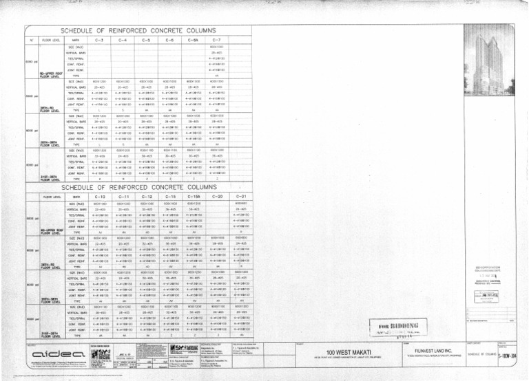 S-100W-304 Schedule of Columns | PDF
