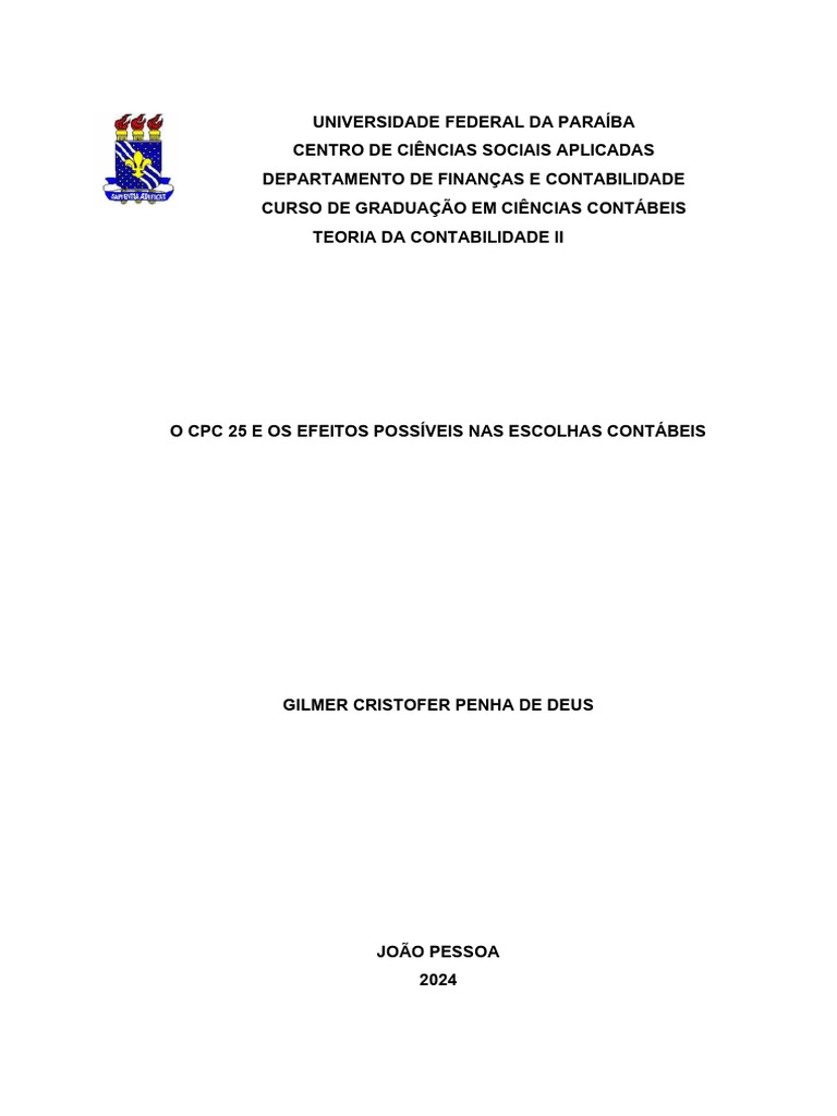 CPC 25 Trabalho Ii | Download grátis PDF | Contabilidade | Despesa