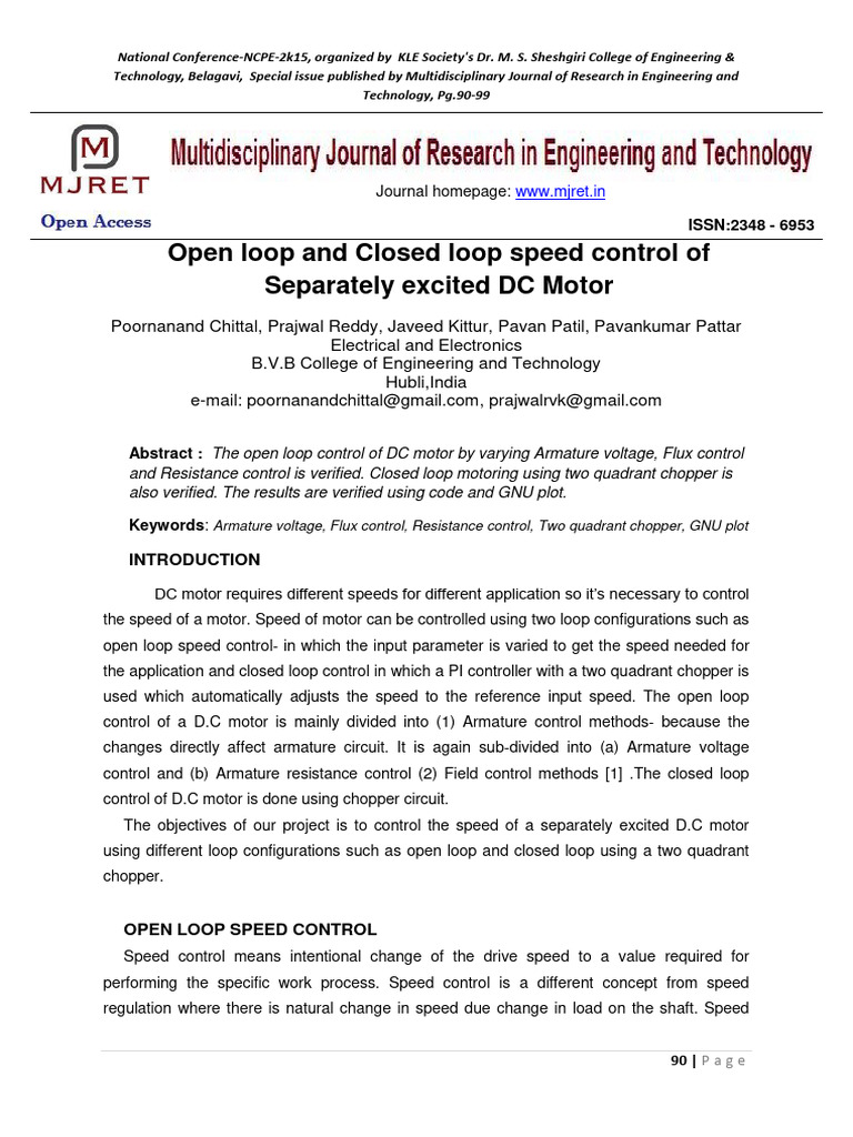 Open_loop_and_Closed_loop_speed_control | PDF | Electric Motor ...