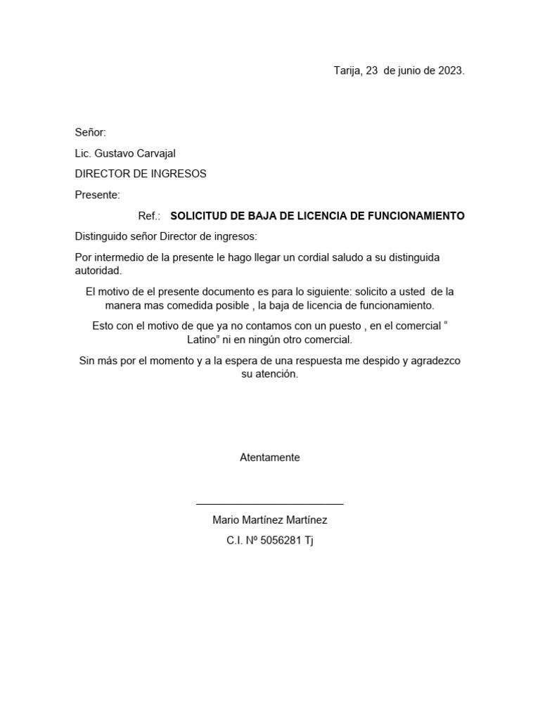 Modelo de Carta Solicitud Word | PDF