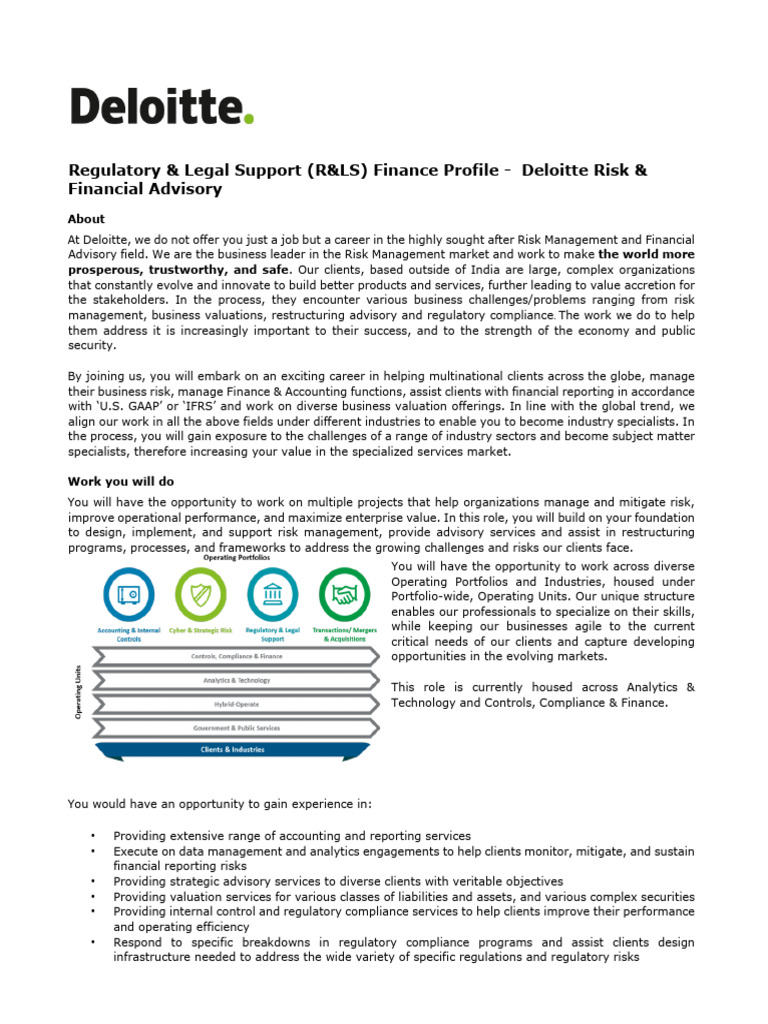 Deloitte Risk & Financial Advisory Overview | PDF | Regulatory ...